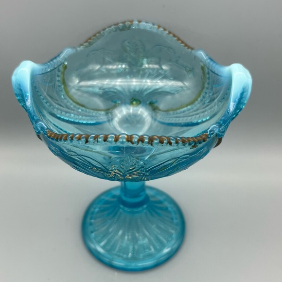 Northwood | Art | Antique Blue Opalescent Glass Northwood Wild Bouquet ...